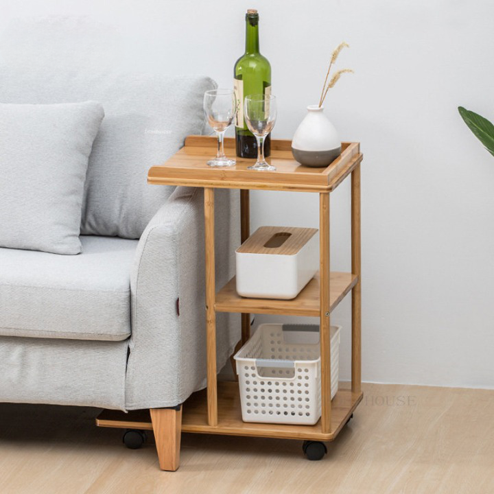 Table d'appoint à roulette en bois à roulette • Ma Table d'appoint