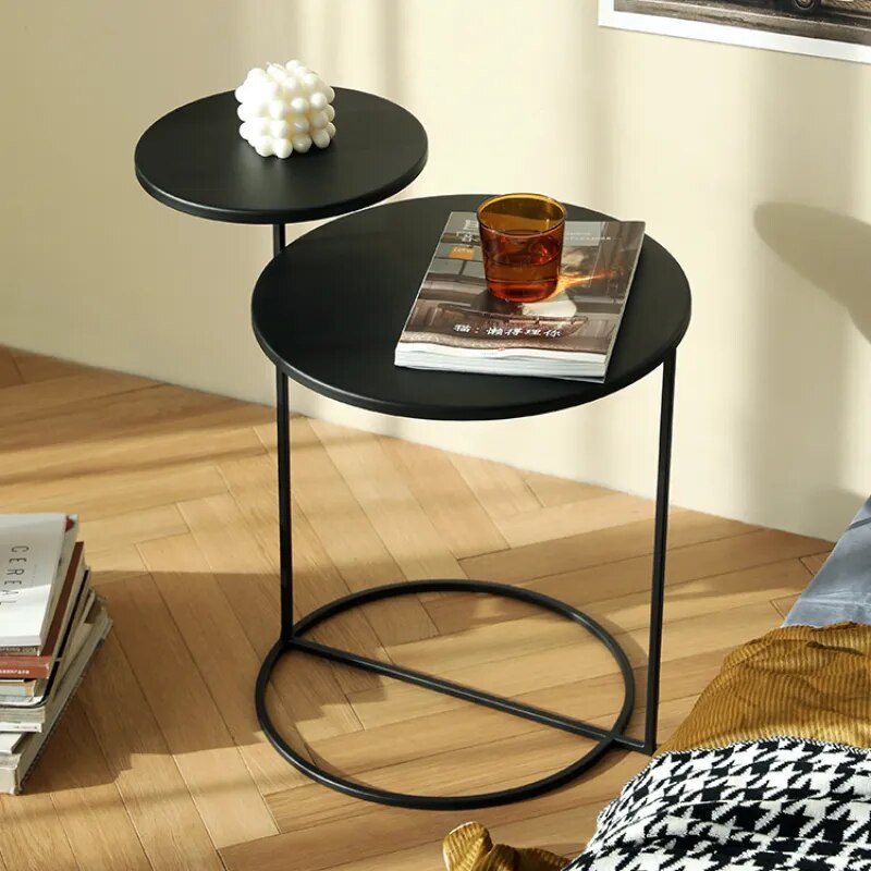 Table d'appoint ronde et moderne au design nordique avec double plateau ...